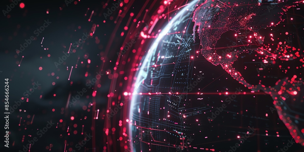 wallpaper global planet network line transfer data cyber, pink, red ...