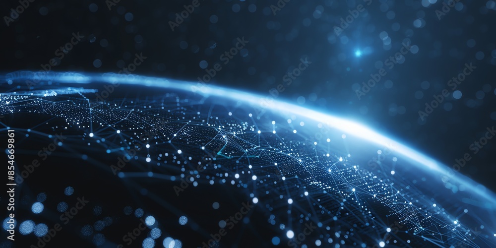 wallpaper global planet network line transfer data cyber, blue color ...