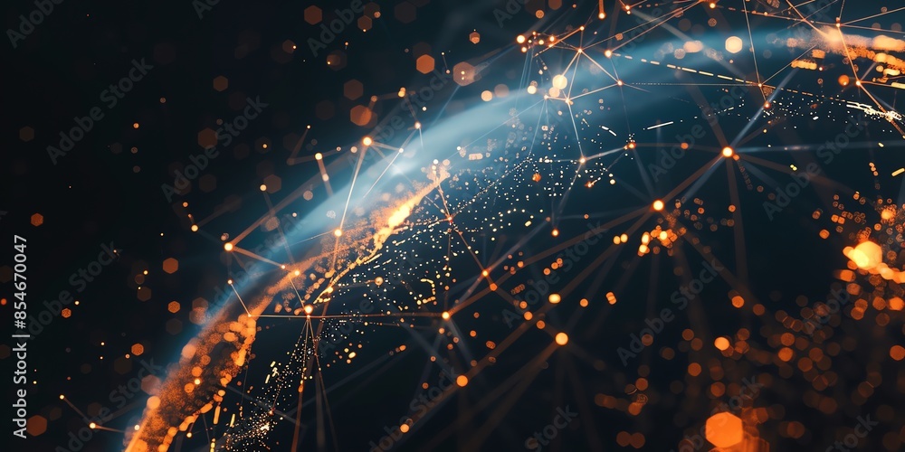 wallpaper global planet network line transfer data cyber, orange color ...