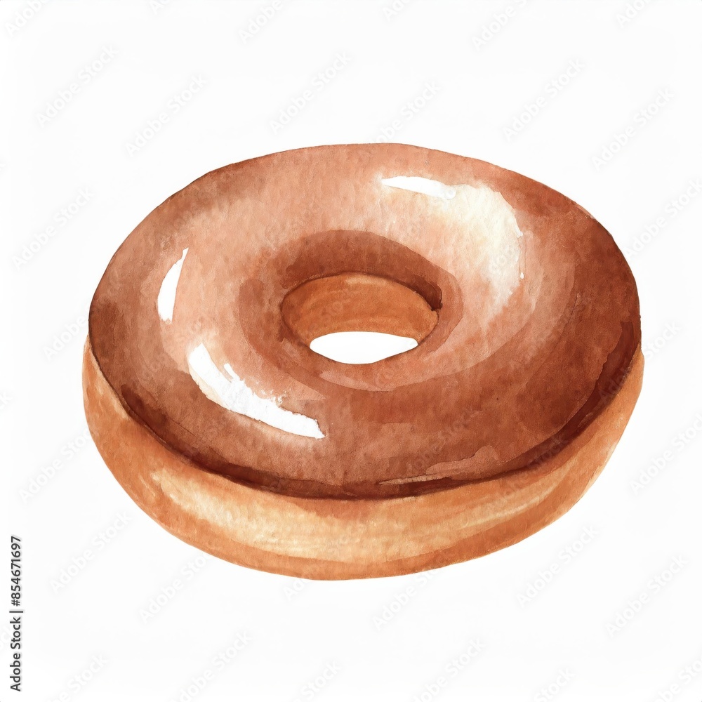 Hand drawn watercolor brown doughnut isolated on white background Stock ...
