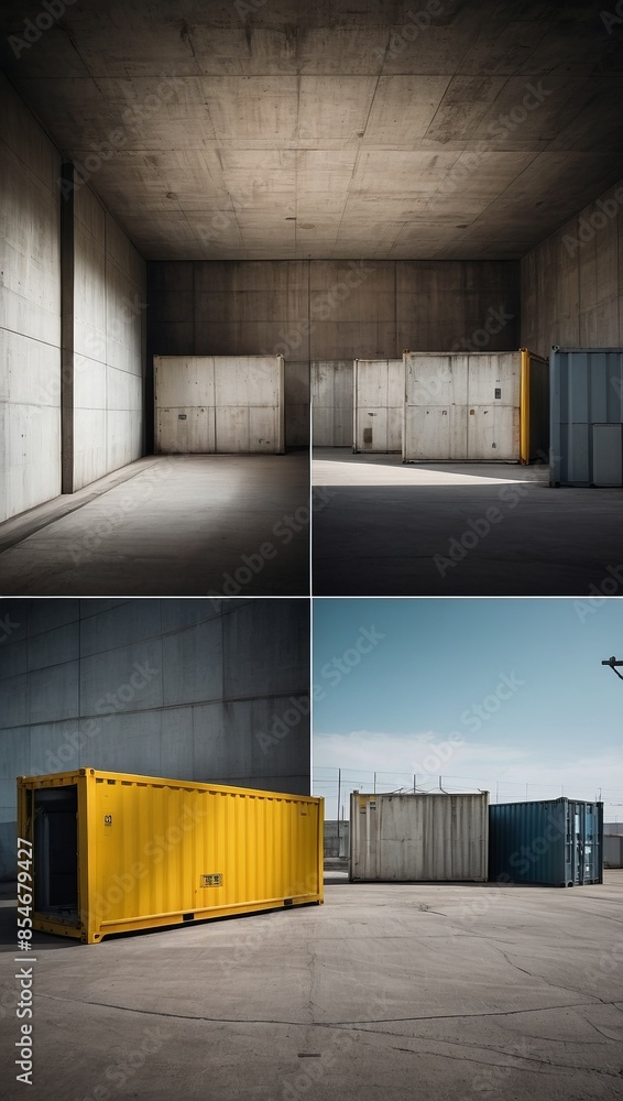 Radioactive waste storage facilities with containers embedded in ...