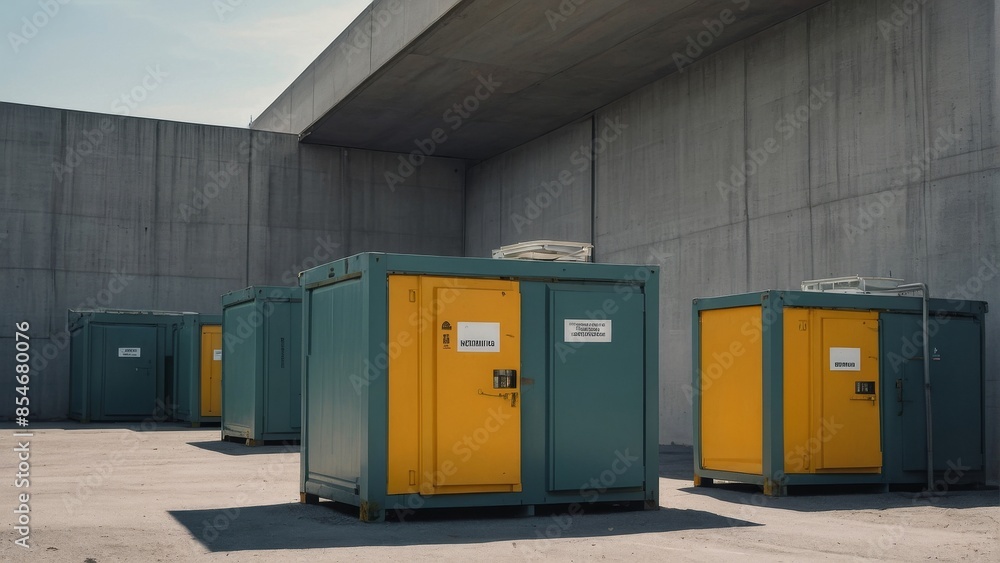 Radioactive waste storage facilities with containers embedded in ...