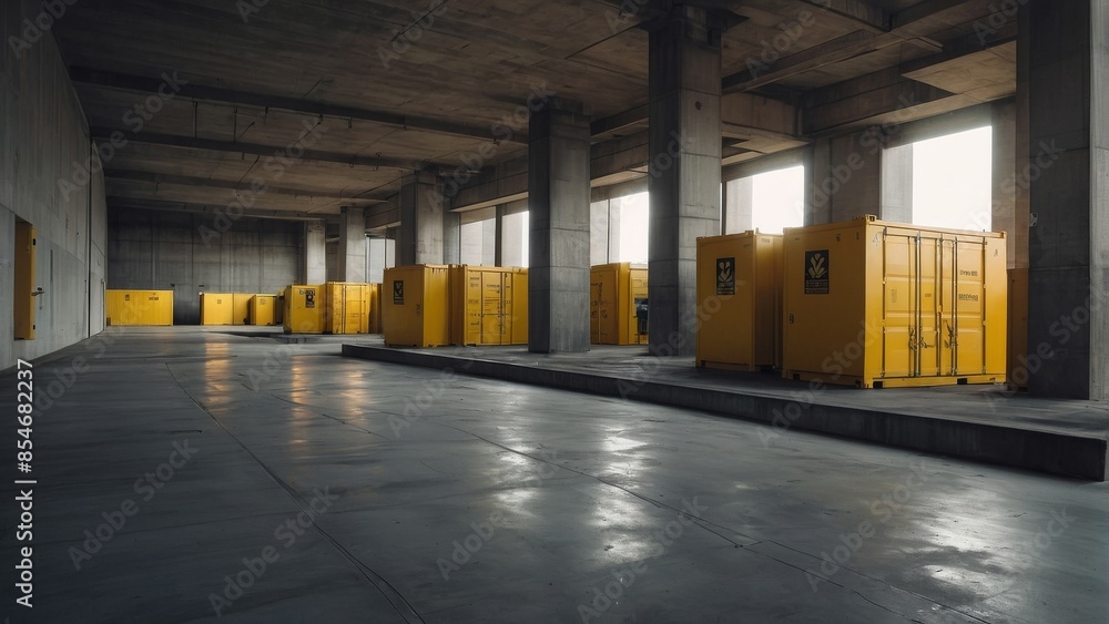 Radioactive waste storage facilities with containers embedded in ...