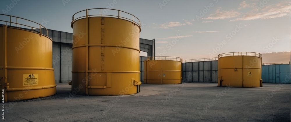 Radioactive waste storage facilities with containers embedded in ...