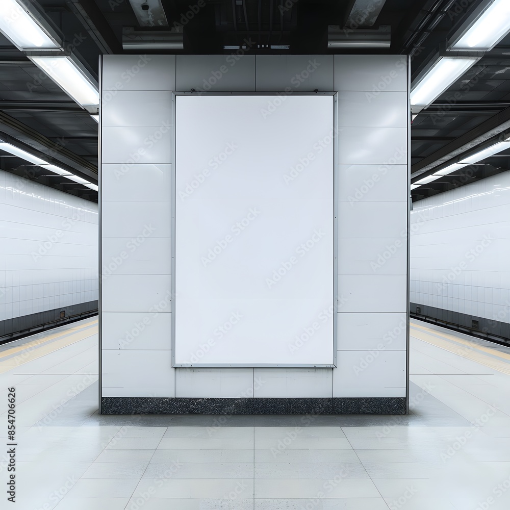 Blank billboard in modern subway station. Ideal for advertisement ...