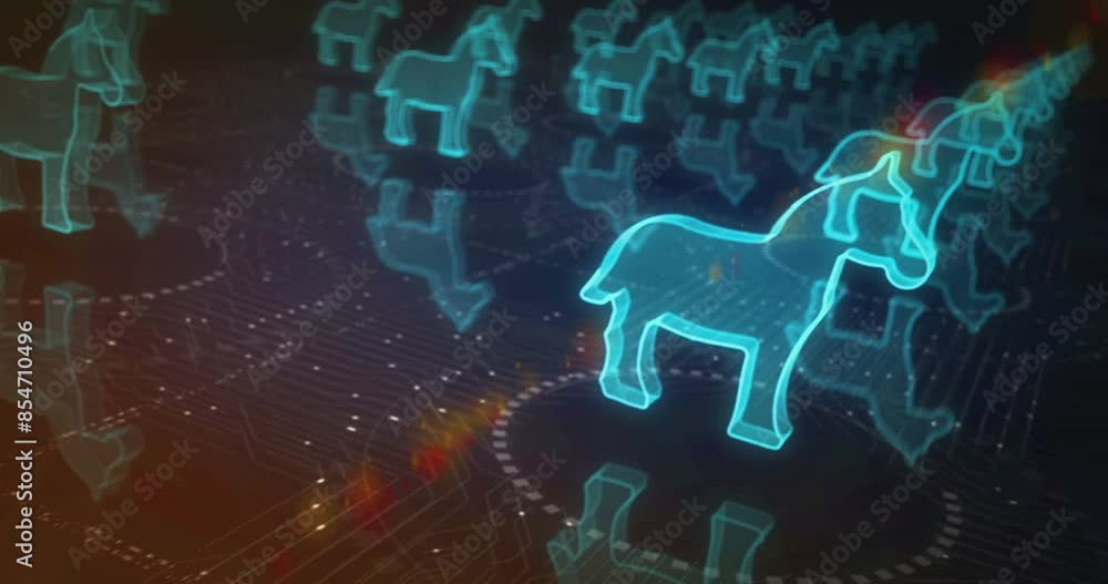 Trojan virus cyber crime and security breach symbol abstract cyber ...