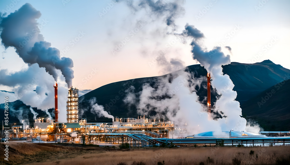 Futuristic geothermal power plant that extracts geothermal heat with ...