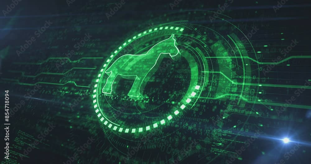 Trojan virus cyber crime and security breach symbol digital concept ...