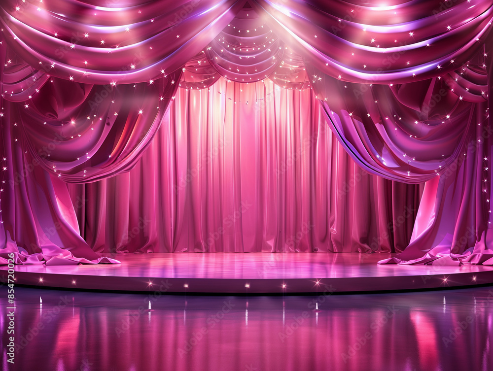 Lux stage show shiny pink purple drapes backdrop royal party photobooth ...