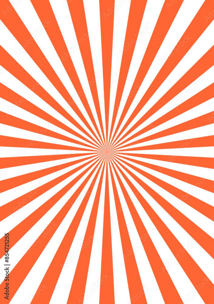 Background with retro rays, sun rays. Orange-white. Vintage background ...