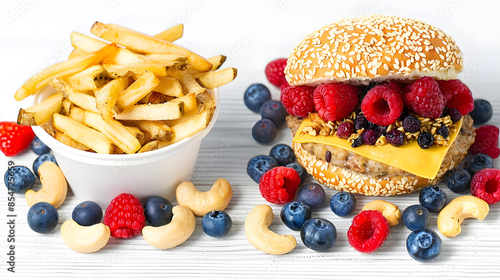 Healthy fitness low calories food: oat with raspberry, blueberry and ...