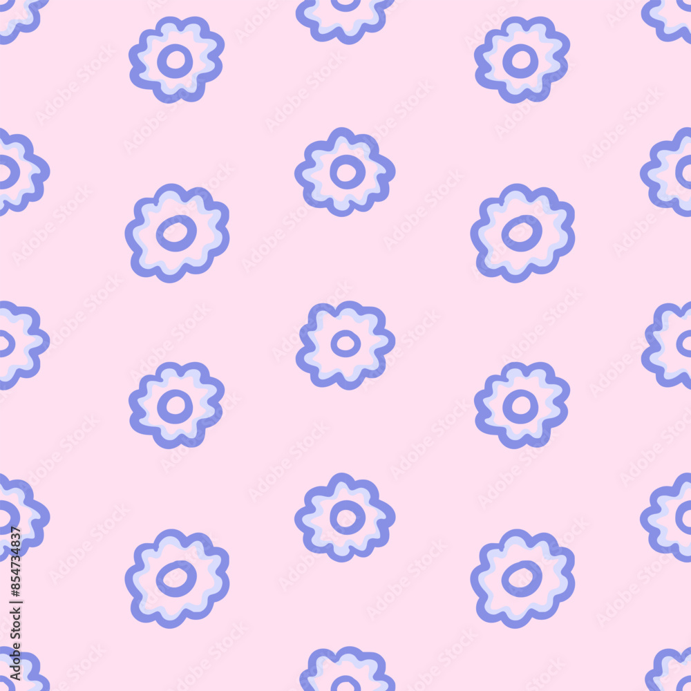 Vector floral seamless pattern. Cute small blue flowers in hand drawn ...