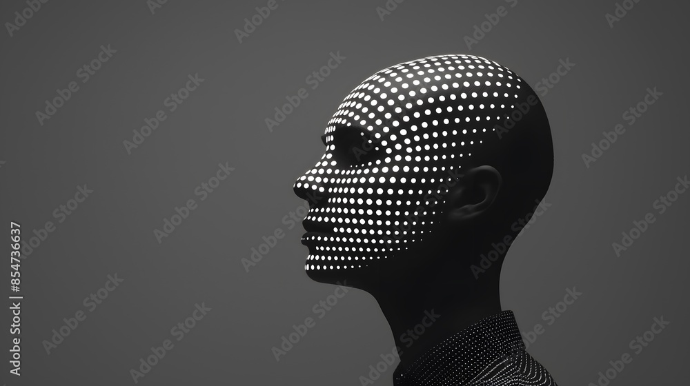 ภาพประกอบสต็อก Conceptual image of a human-like silhouette with dotted ...