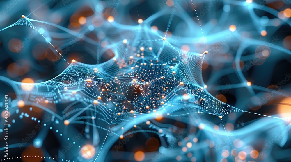 A deep learning model processing a large amount of data. Numerous data points flow through the ...