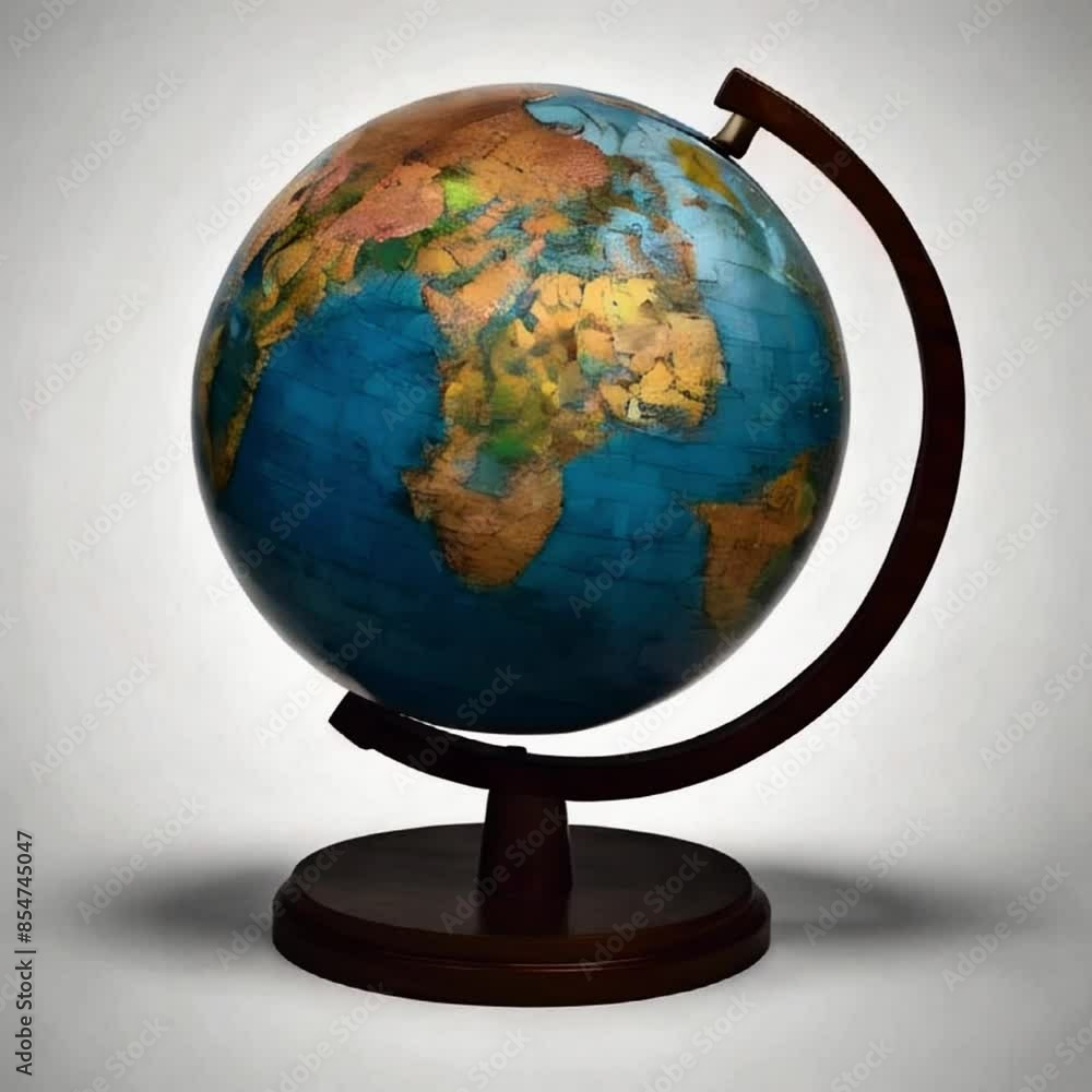 Globe earth moving n isolated white background, earth map on a globe ...