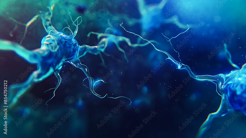 Two blue neurons that are connected to each other. The neurons are ...