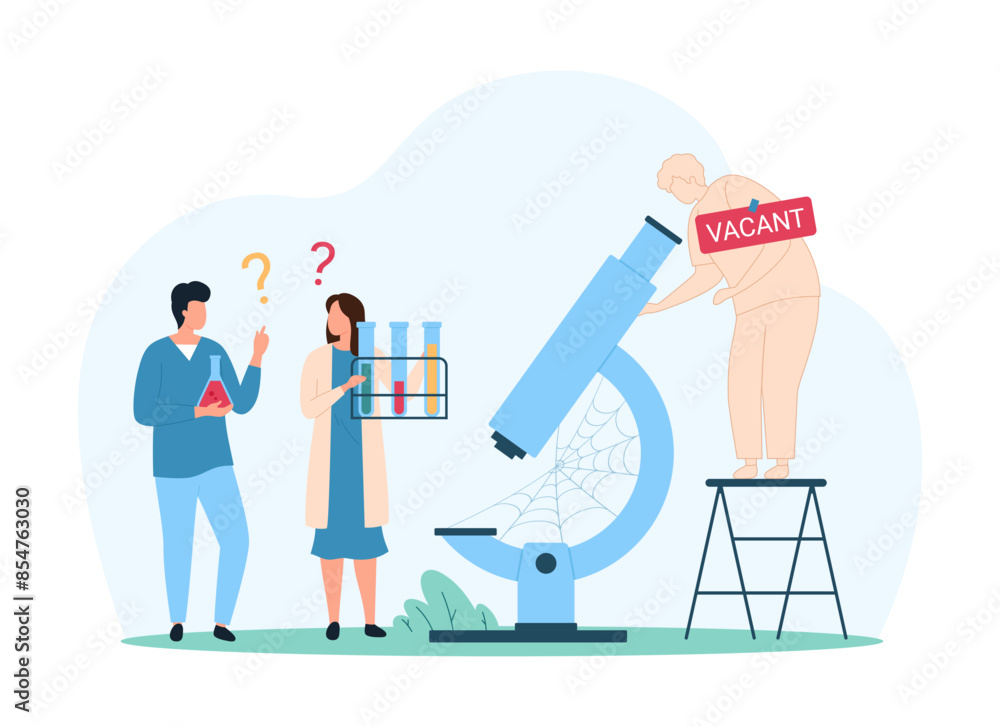 Shortage of medical staff, recruiting problem. Tiny people carry test ...