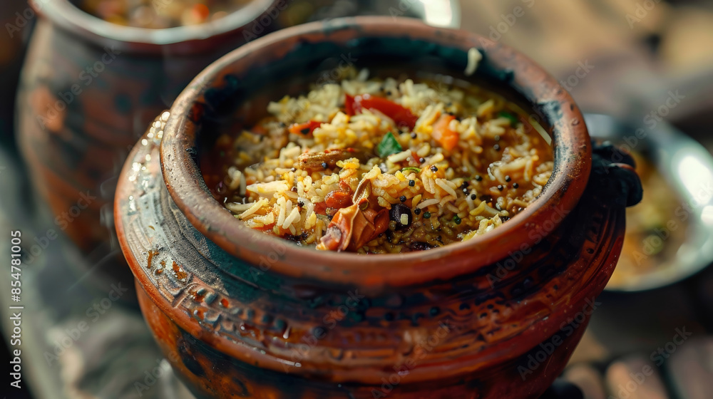 Bangladeshi panta bhat, a traditional fermented rice dish served in a ...