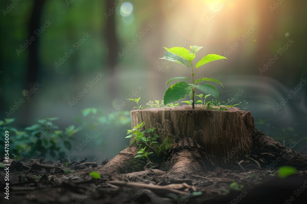 Young Tree Sprouting from Solar Panels - Growth of Renewable Energy ...