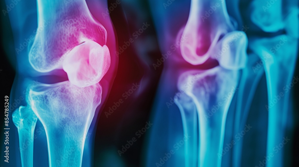 X-ray image highlighting inflammation and erosion in the joints Stock ...