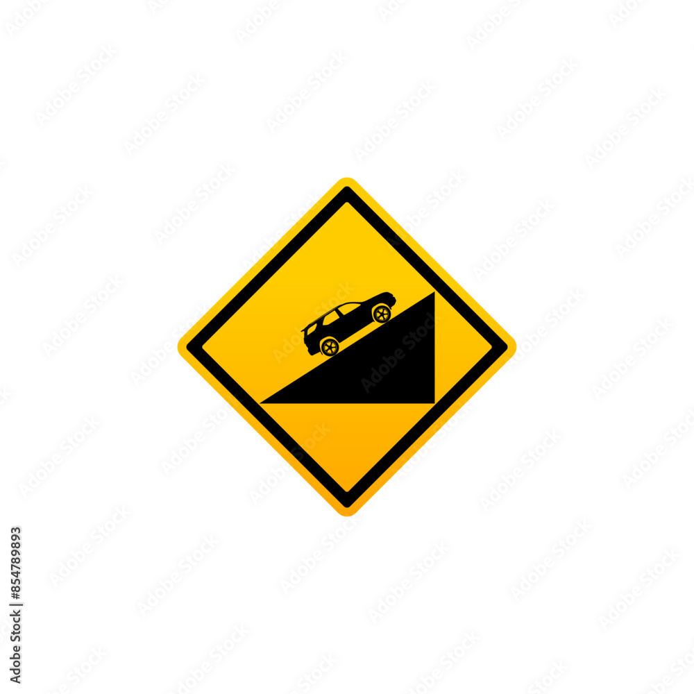 Hill ahead sign or caution hill sign vector isolated. Best Hill ahead ...
