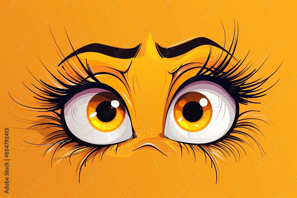 Cartoon illustration of two big expressive eyes with an angry ...