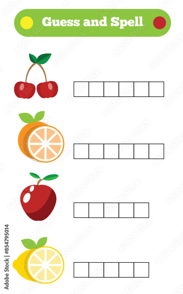 Guess and Spell Fruits Game For Children. Learning object names ...