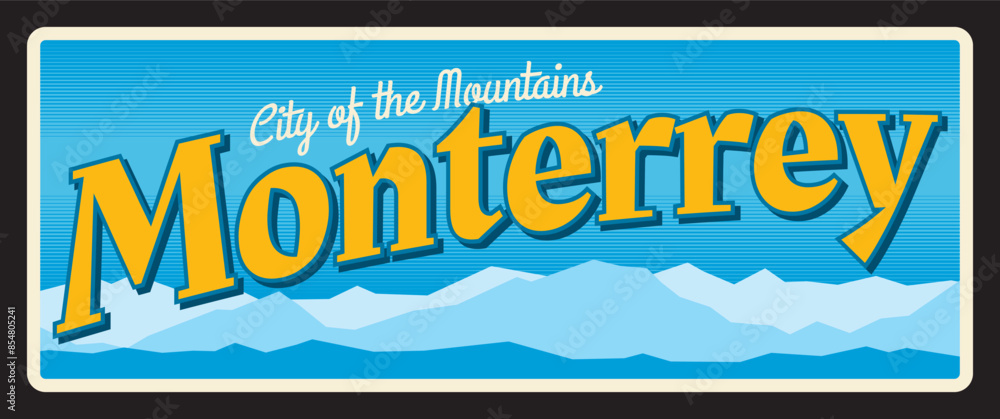 Monterrey city of the Mountains, Mexican town territory. Vector travel ...