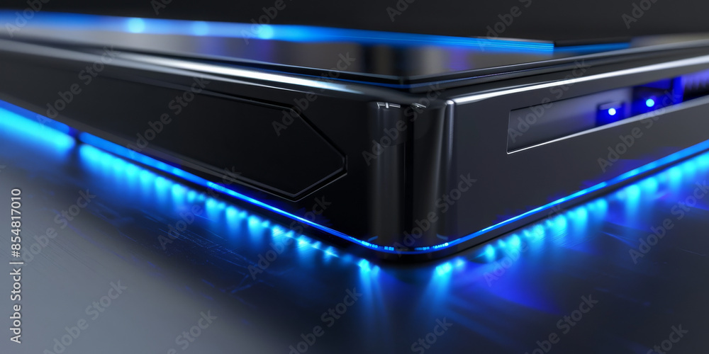 Polished black metal with reflective blue highlights: Industrial and ...