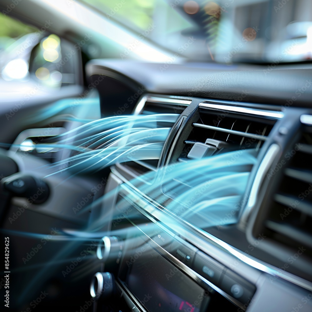 Car dashboard infographic showing airflow patterns, temperature control ...