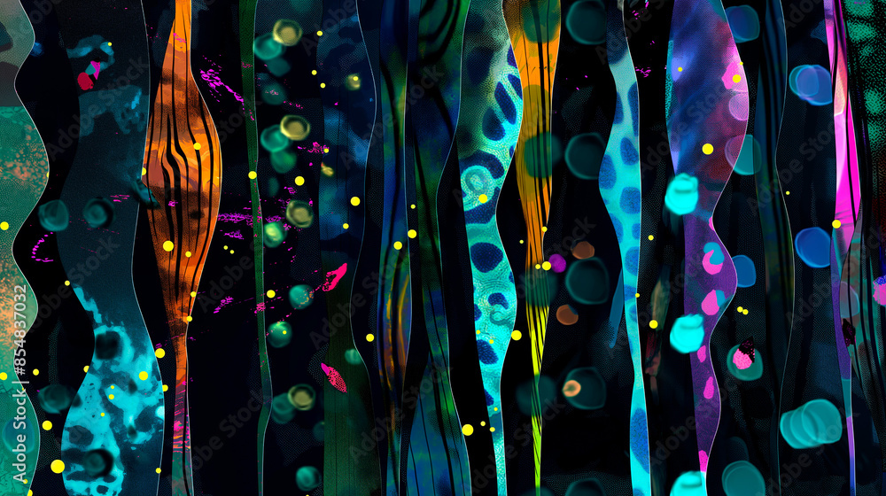 Collage:Digital Paper - a blend of organic forms and bioluminescent ...