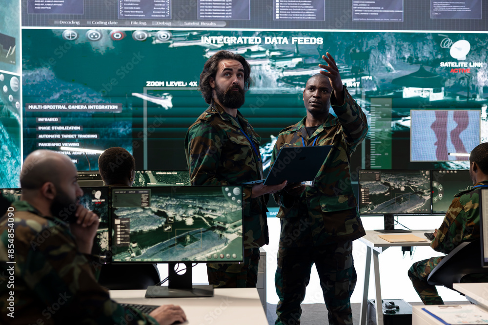 Military engineering team processes tactical data with reconnaissance ...