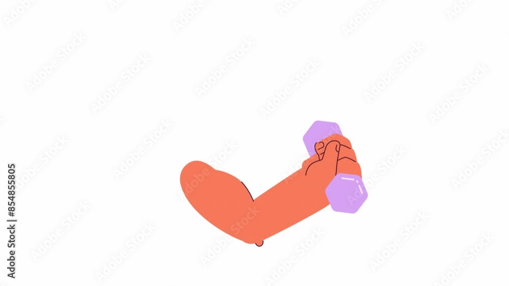 Training arm muscles with dumbbell line 2D character hand animation ...