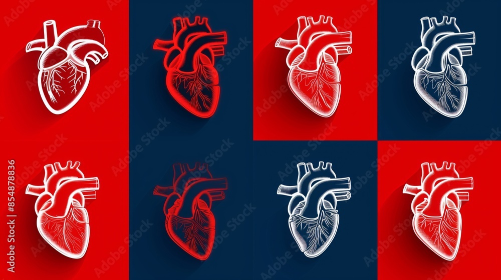 Diagrams illustrating a human heart in various stages of development ...
