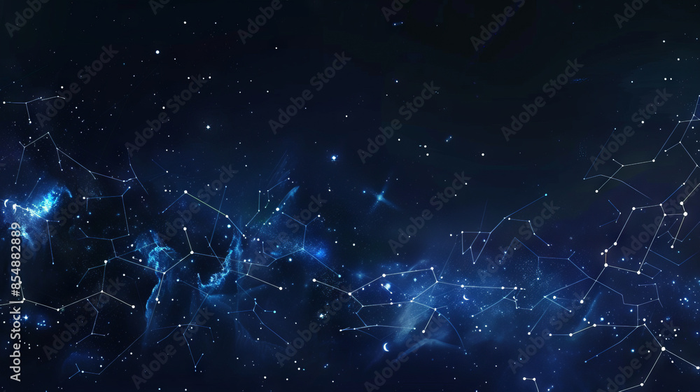 A sleek night sky background with highlighted zodiac constellations ...