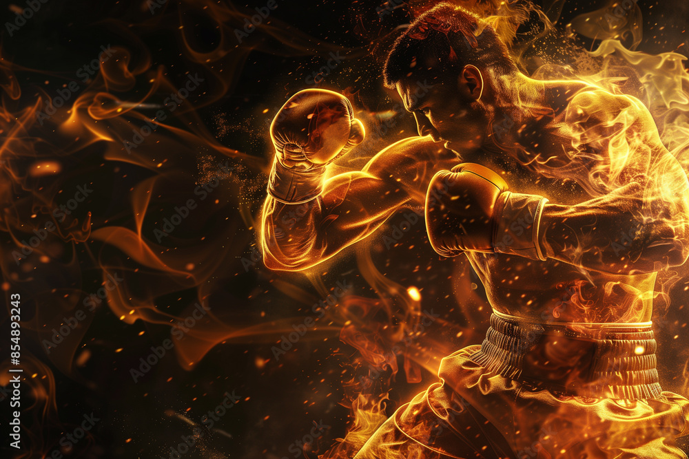 boxing fighters on fire concept wallpaper banner design, Mix martial ...