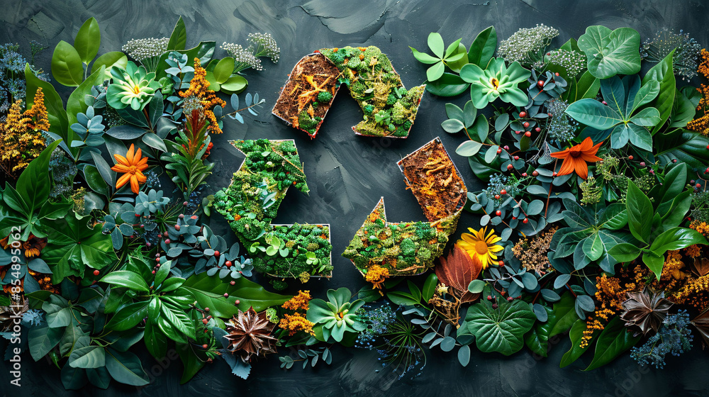 Recycle symbol on green background with recycle bin. Concept ...