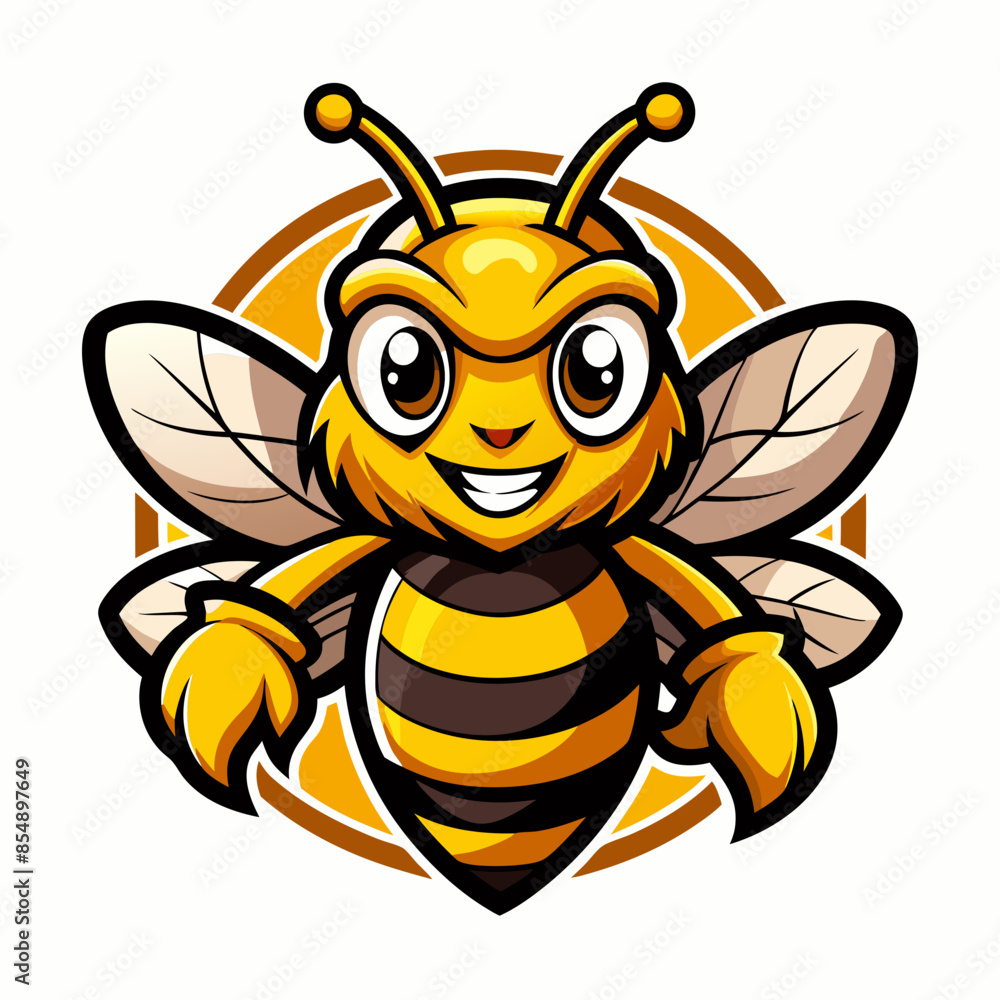 Cartoon bee mascot illustration on white background | bee logo | bee ...