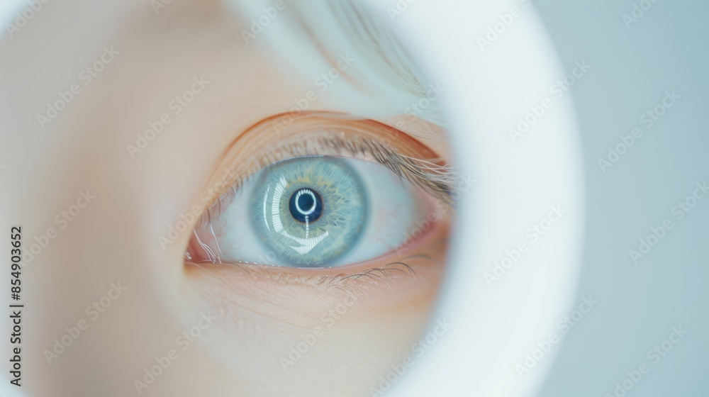 Elven Asian blonde woman's eye in a hyper-realistic first-person view ...