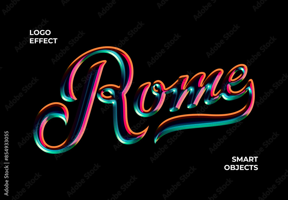 Bright Text And Logo Effect Mockup Stock Template | Adobe Stock