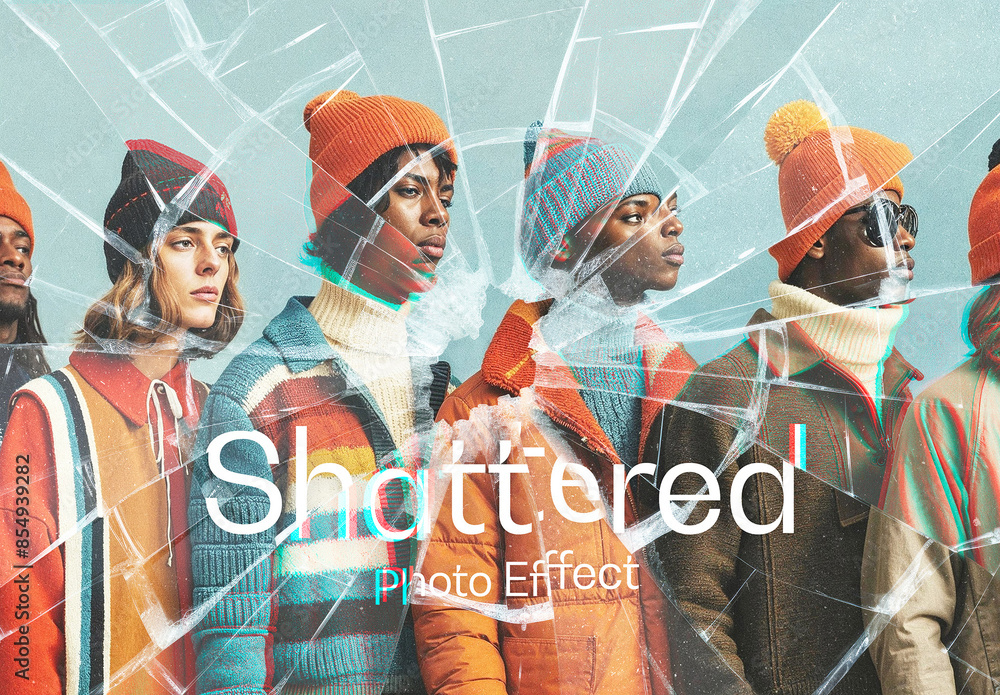 Shattered Glass Photo Effect Mockup With Generative AI Stock Template ...