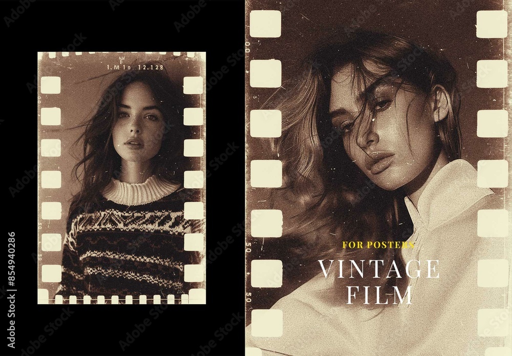 Vintage Film Poster Photo Effect Mockup With Generative AI Stock ...