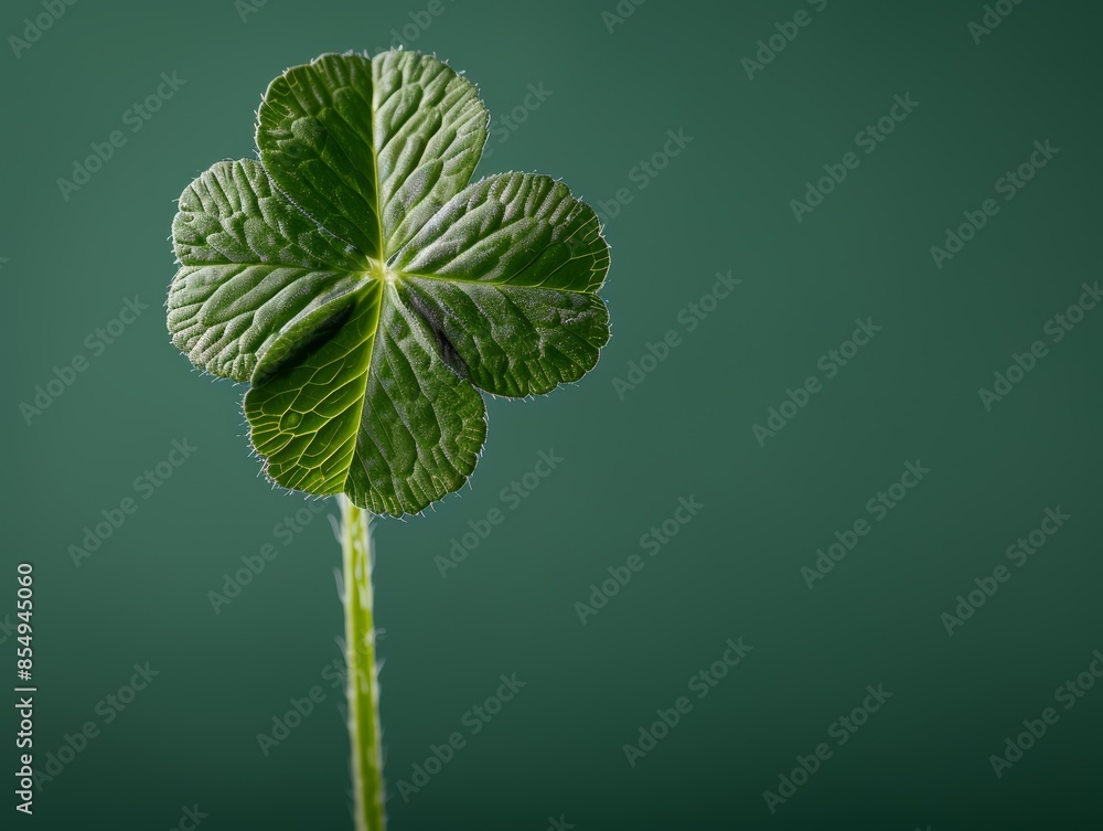 Real photo of a tall four-leaf clover in ultra-high definition, rich ...