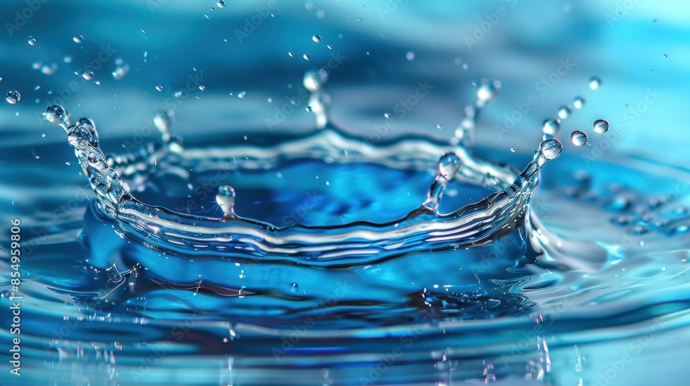 Witness the allure of a water droplet cascading into a tranquil pool ...