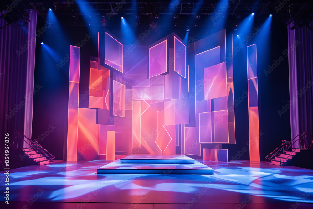 Artistic performances stage light background with spotlight illuminated ...