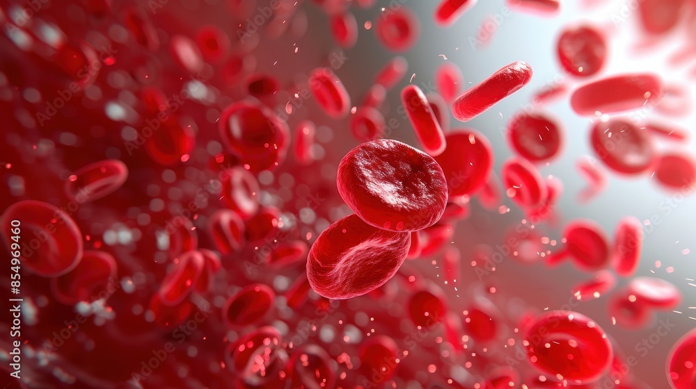 Red blood cell background with flowing vein, platelet wave, and ...