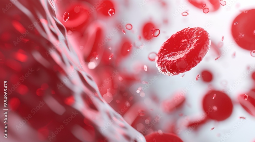Red blood cell background with flowing vein and platelet waves ...