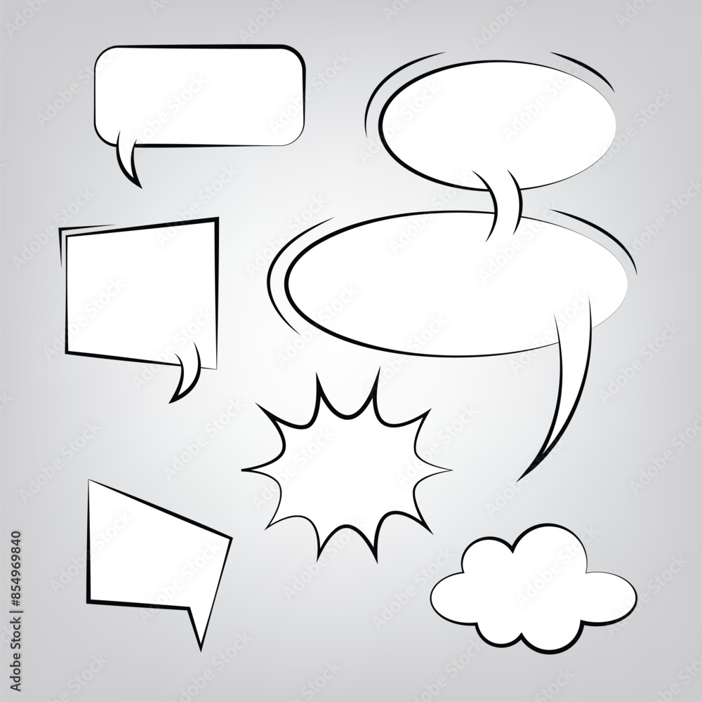 Difference types of comic speech bubbles set, dialogue box, quotes box ...