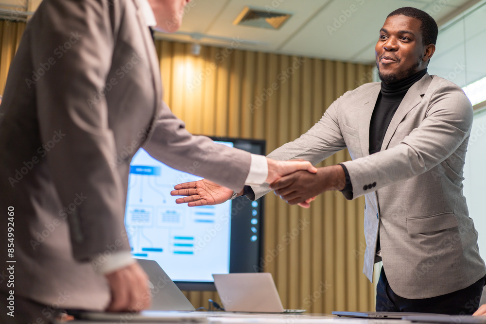 Image two business partner meeting successful handshake together with ...
