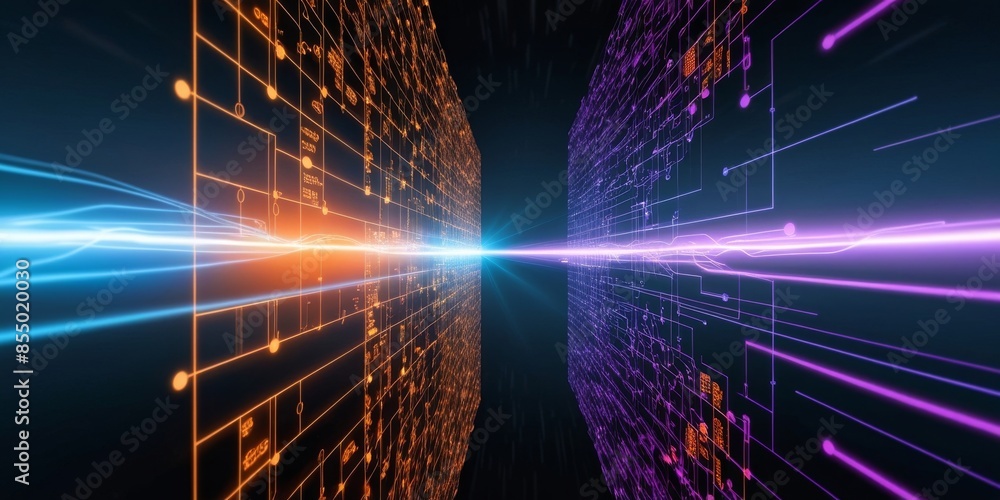 Data Flow Matrix Background close up, here digital, abstract ...